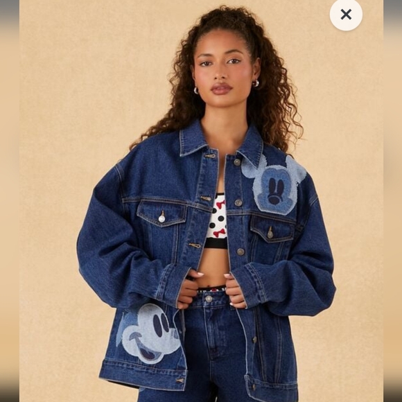 Forever 21 | Jackets & Coats | Mickey Mouse Denim Jean Jacket Disney X ...